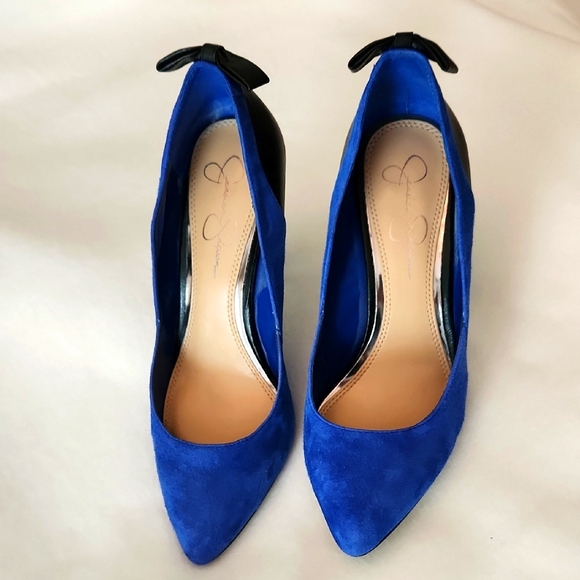 Jessica Simpson | Shoes | Jessica Simpson Blue Suede Black Womens Pumps ...